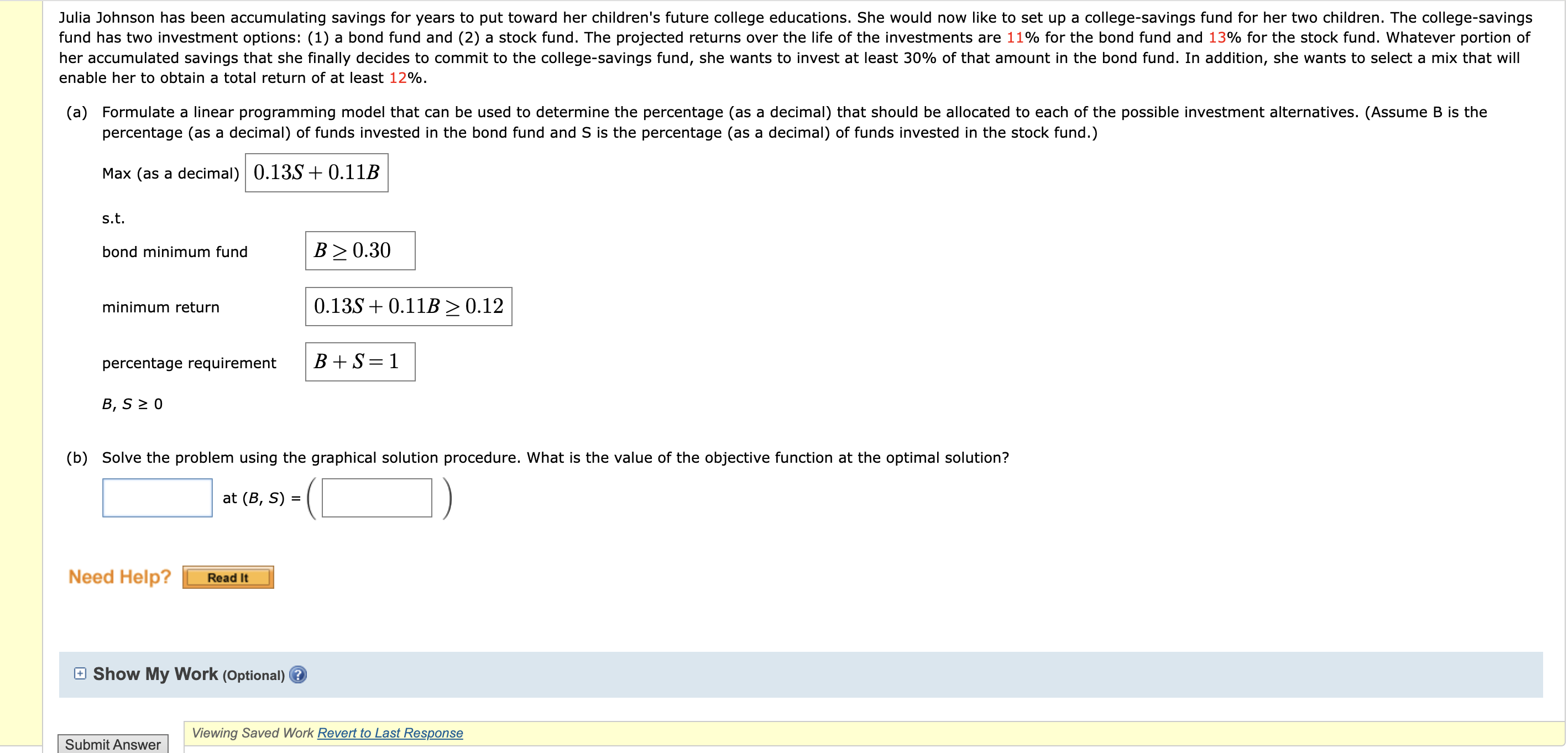 Solved enable her to obtain a total return of at least 12%. | Chegg.com
