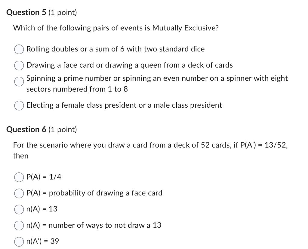 Solved Question 5 (1 point) Which of the following pairs of | Chegg.com