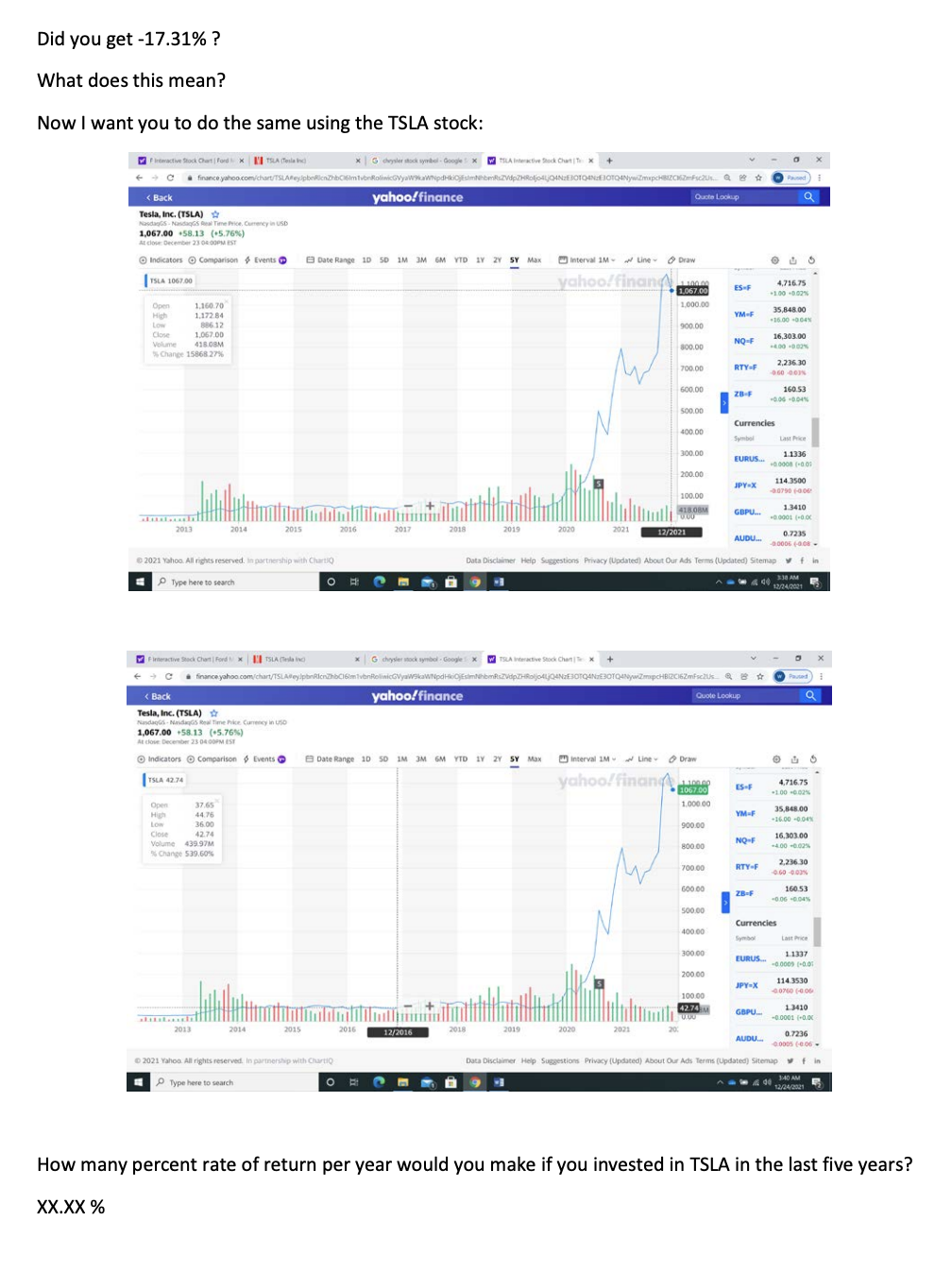 Mini Task\#1: GE vs TSLA During the end of 2021, I | Chegg.com