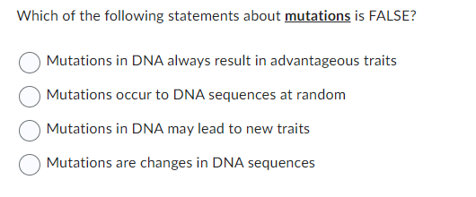 Solved Which of the following statements about mutations is | Chegg.com