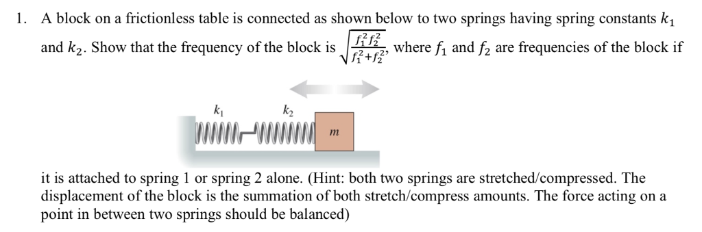 Solved l. A block on a frictionless table is connected as | Chegg.com