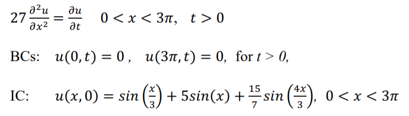 Solved Solve the following 1D Heat Equation for the given | Chegg.com