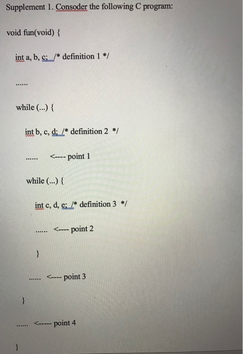 Solved Supplement 1. Consoder the following C program: void | Chegg.com