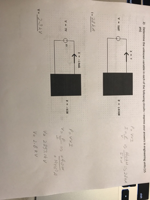 Solved Determine the unknown variable in each of the | Chegg.com
