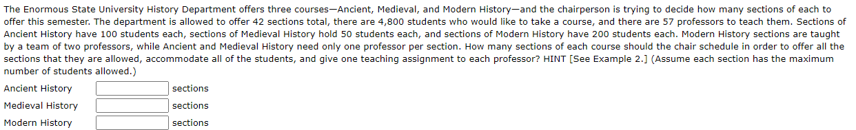 Solved The Enormous State University History Department | Chegg.com