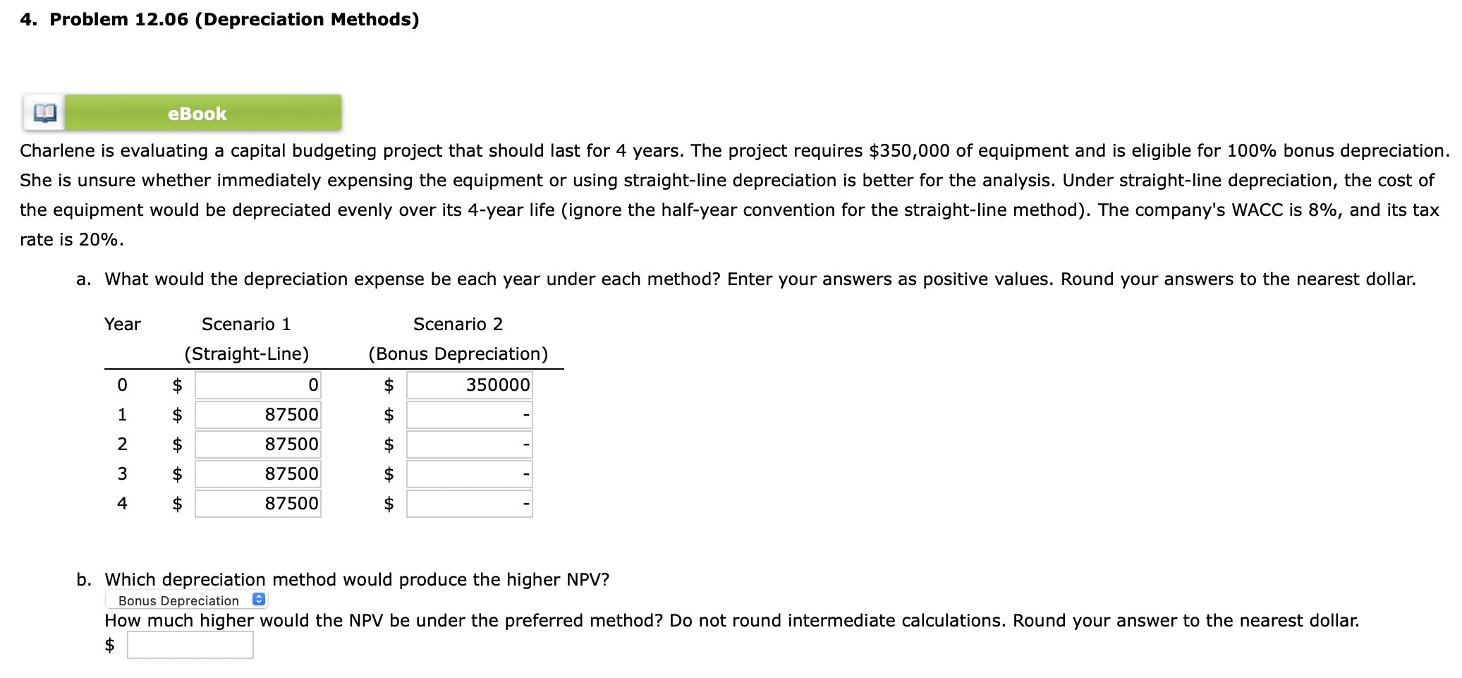 Solved 4. Problem 12.06 (Depreciation Methods) Charlene is | Chegg.com