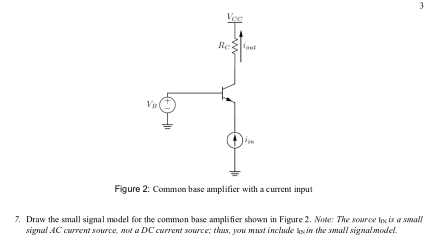 Solved lout in Figure 2: Common base amplifier with a | Chegg.com