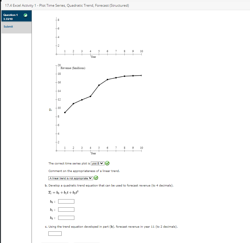 Solved 17.4 Excel Activity 1 - Plot Time Series, Quadratic | Chegg.com