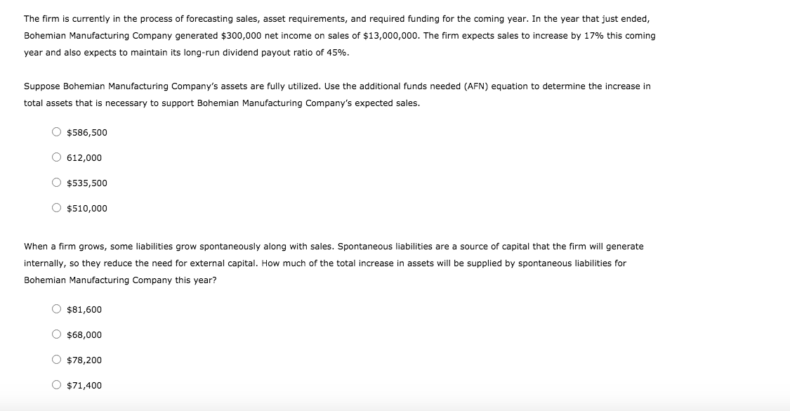 Solved 2. The Additional Funds Needed (AFN) equation | Chegg.com