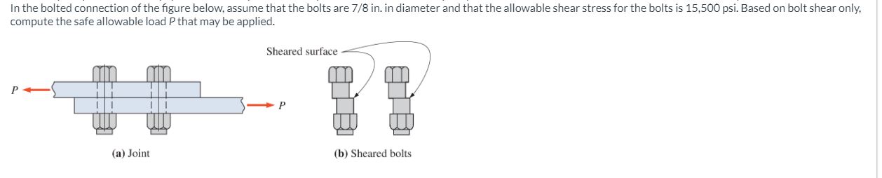 Solved In the bolted connection of the figure below, assume | Chegg.com