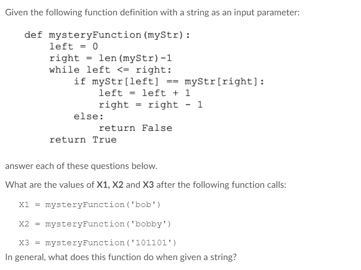 Solved Given the following function definition with a string | Chegg.com