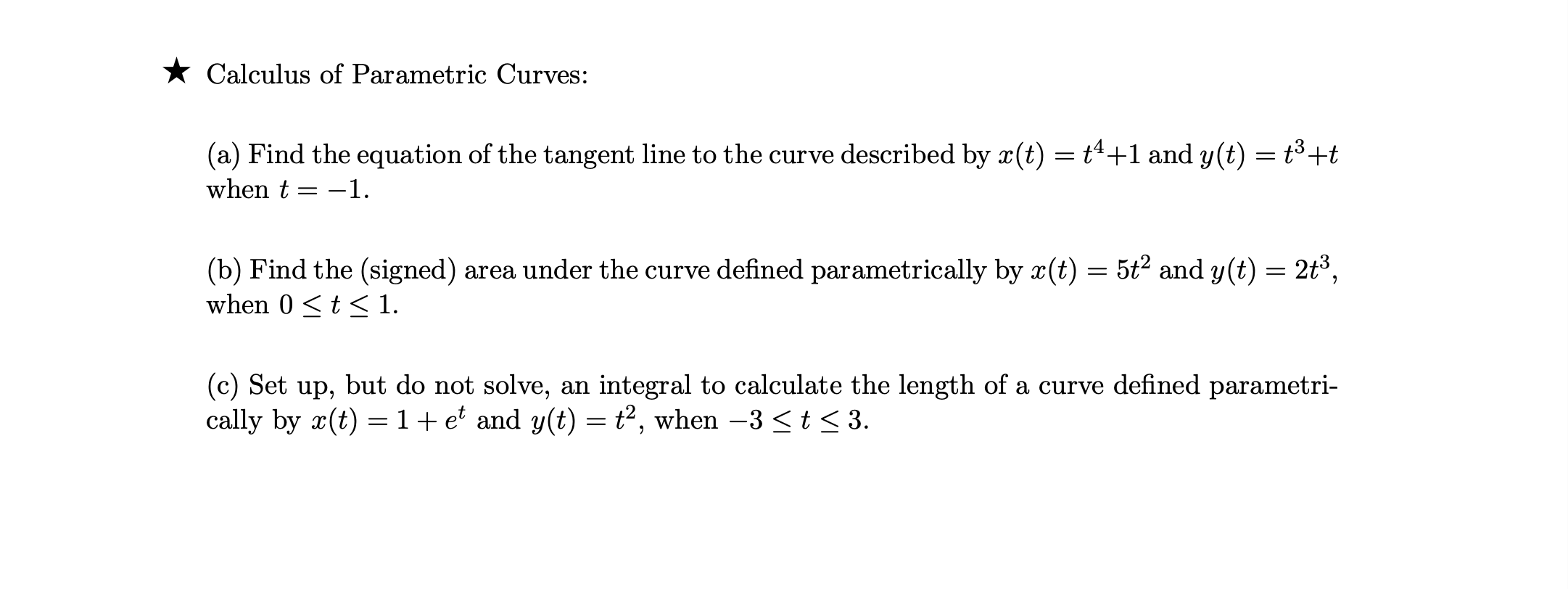 Solved Calculus of Parametric Curves: (a) Find the equation | Chegg.com