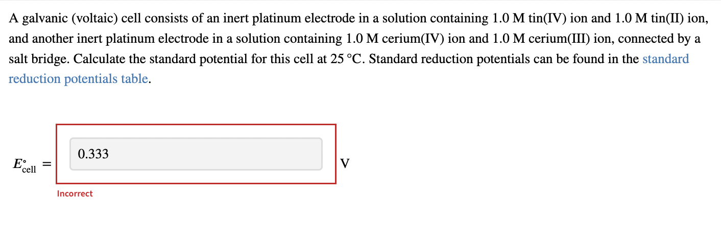 Solved A galvanic (voltaic) cell consists of an inert | Chegg.com