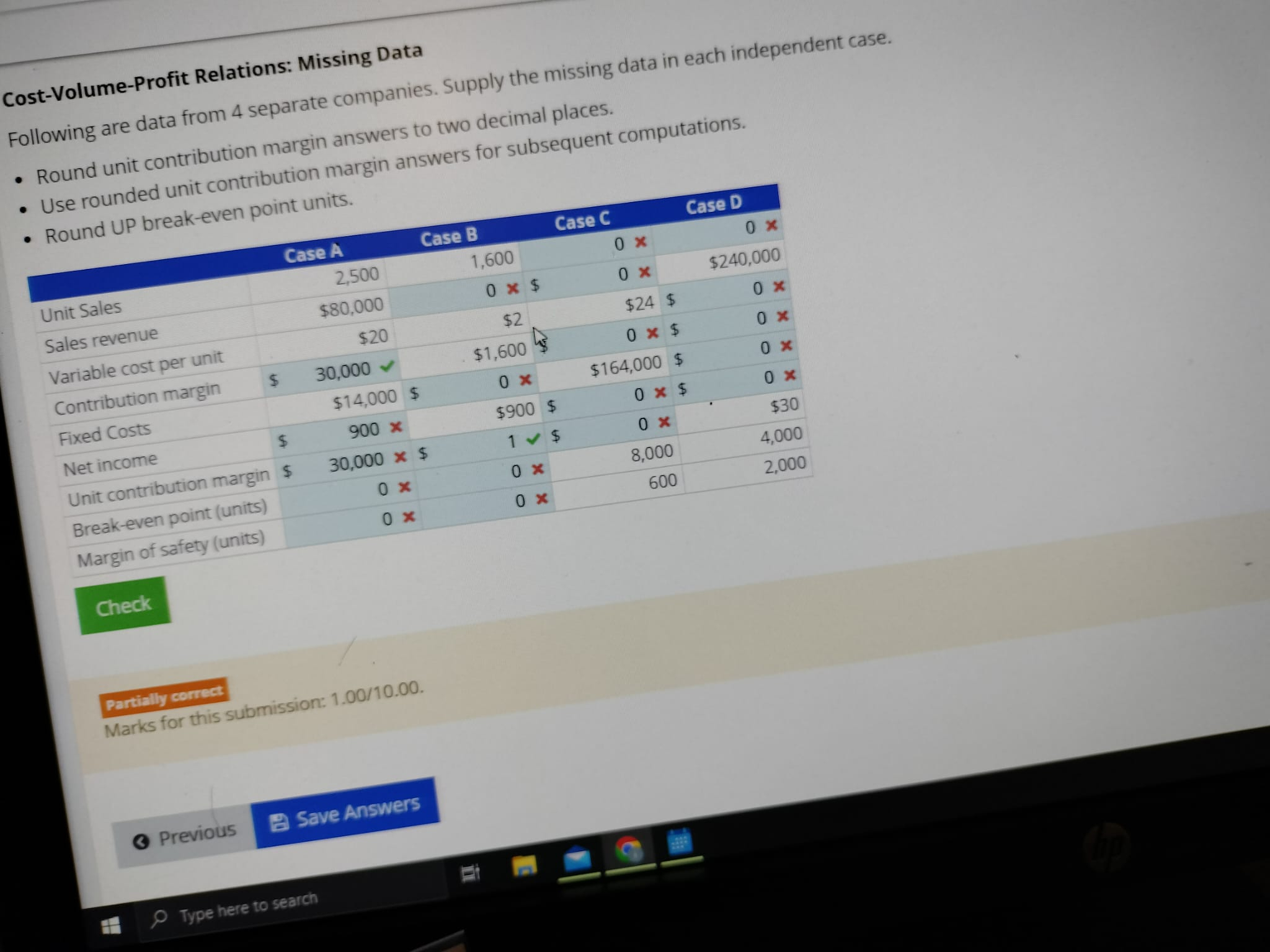 Solved Cost-Volume-Profit Relations: Missing Data Following | Chegg.com