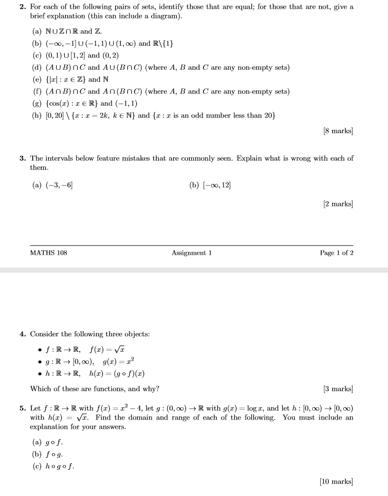 Solved 2. For each of the following pairs of sets, identify | Chegg.com