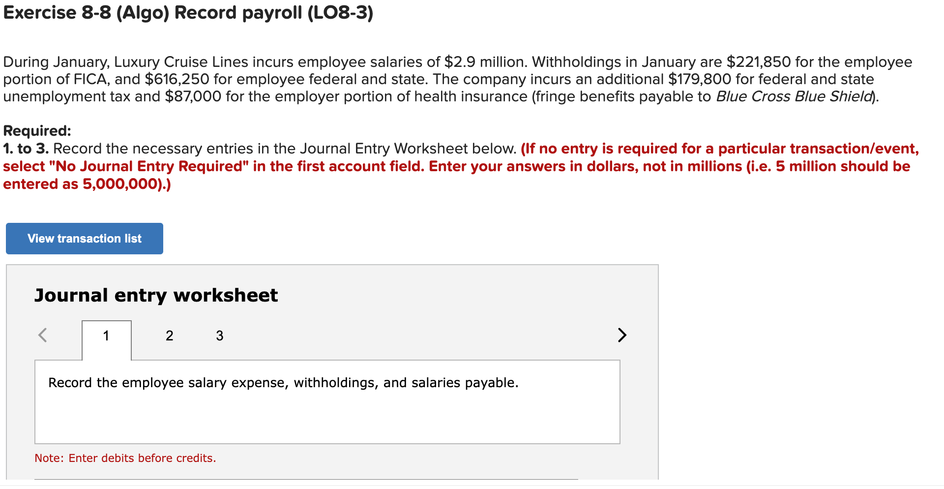 Solved Exercise 8-8 (Algo) Record payroll (LO8-3) During | Chegg.com