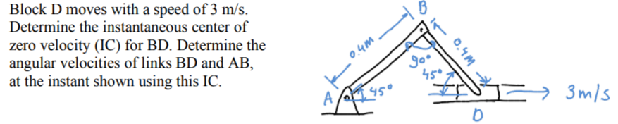 Solved ♡ T Block D moves with a speed of 3 m/s. Determine | Chegg.com
