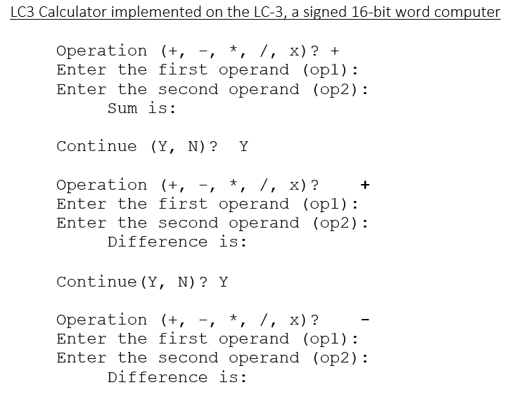 Solved You will implement a simple four function calculator | Chegg.com