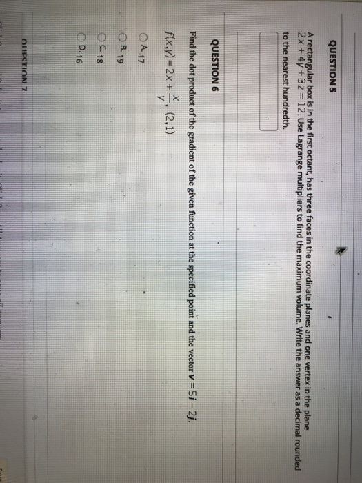 Solved QUESTIONS A rectangular box is in the first octant, | Chegg.com