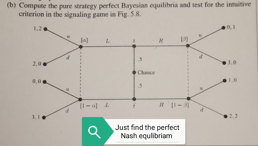 Solved (b) Compute the pure strategy perfect Bayesian | Chegg.com