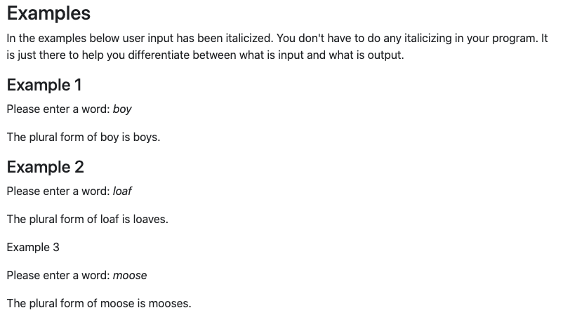 Solved Given a noun, make it plural Rules for converting a | Chegg.com