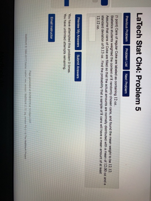 Solved LaTech Stat Ch4: Problem 5 s Problem Problem List | Chegg.com