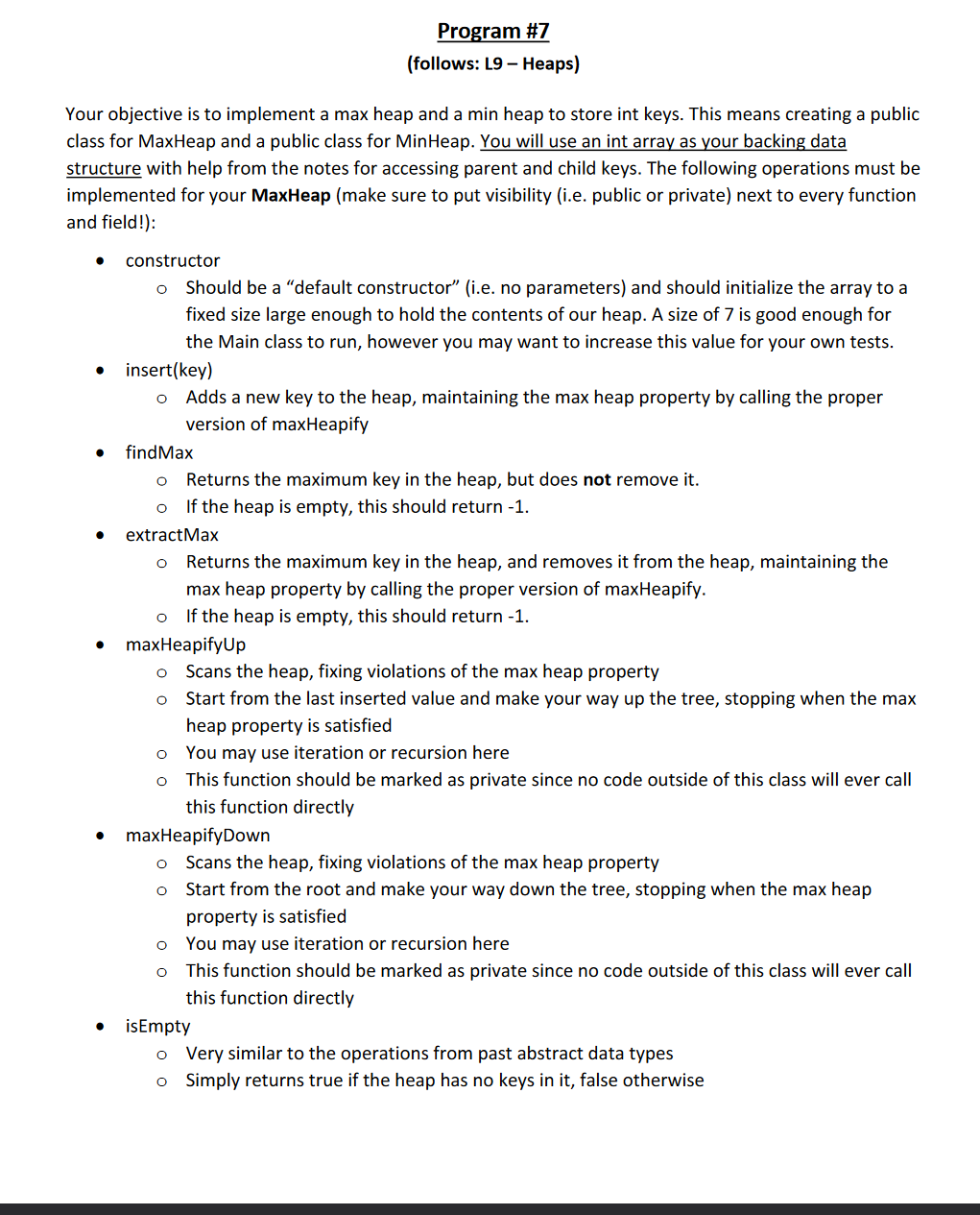 Solved Program \#7 (follows: L9 - Heaps) Your objective is | Chegg.com