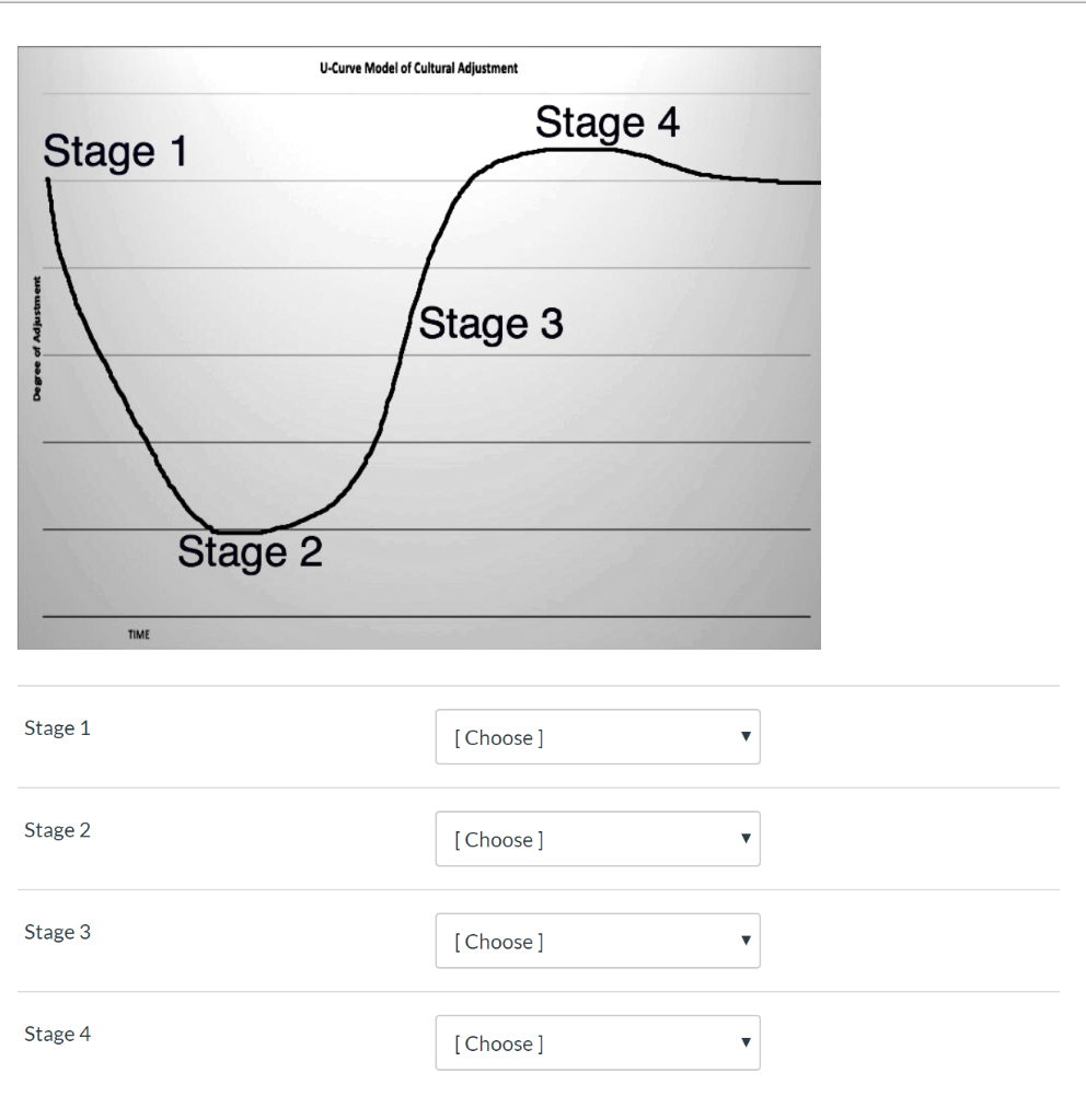 Solved U-Curve Model of Cultural Adjustment Stage 4 Stage 1 | Chegg.com