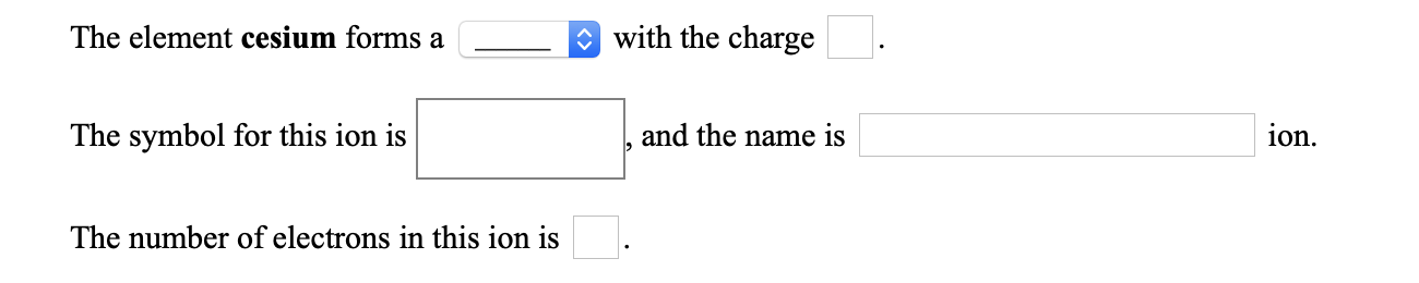Solved The element cesium forms a with the charge. The | Chegg.com