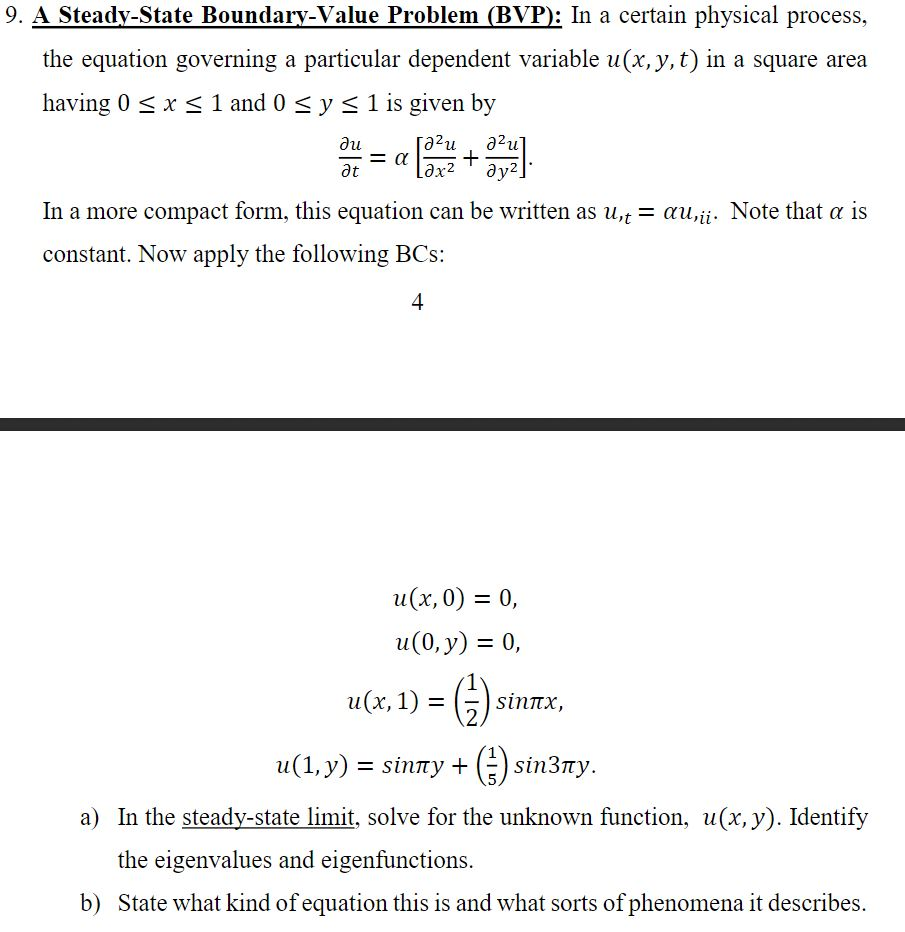 Solved 9. A Steady-State Boundary-Value Problem (BVP): In a | Chegg.com