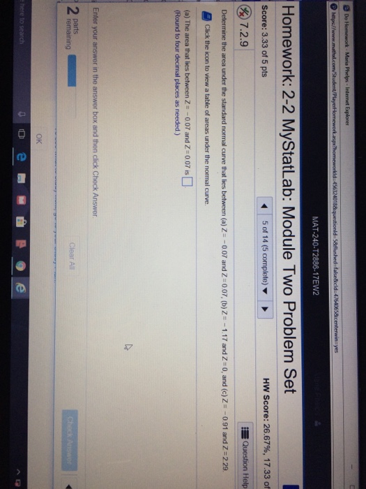 Solved MAT-240.T2886-17EW2 Homework: 2-2 MyStatLab: Module | Chegg.com
