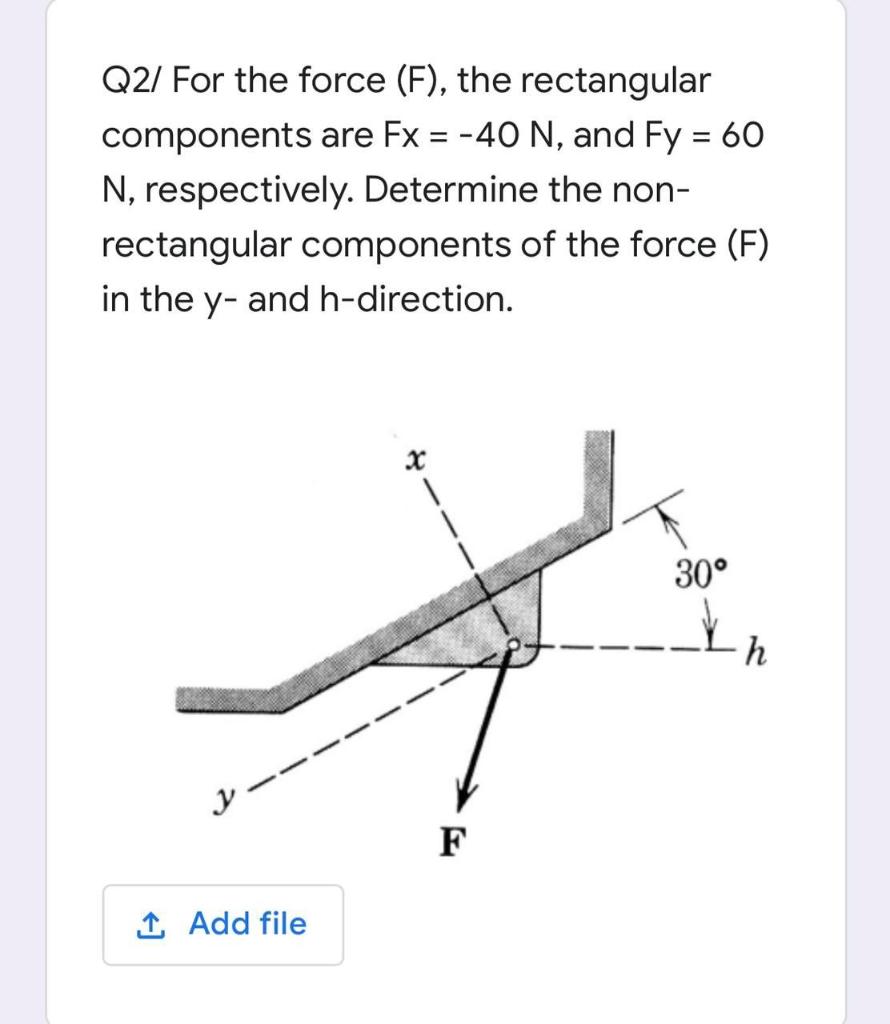Solved Q2/ For the force (F), the rectangular components are | Chegg.com