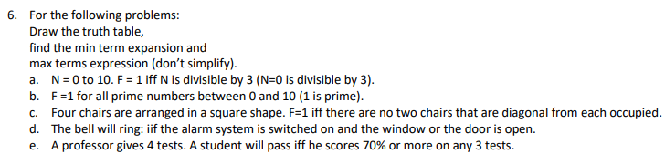 Solved For the following problems: Draw the truth table, | Chegg.com