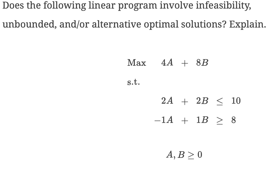 Solved Does the following linear program involve | Chegg.com