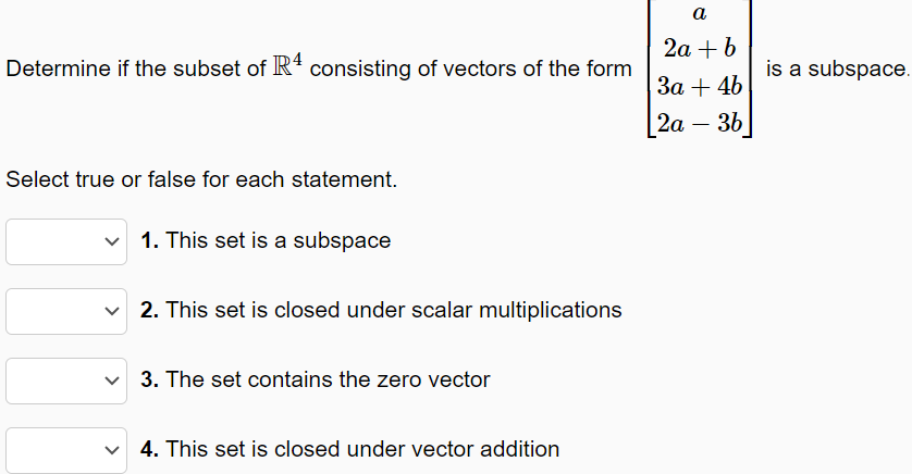 Solved Determine if the subset of R4 ﻿consisting of vectors | Chegg.com