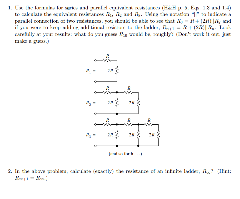 Solved 1. Use the formulas for series and parallel | Chegg.com