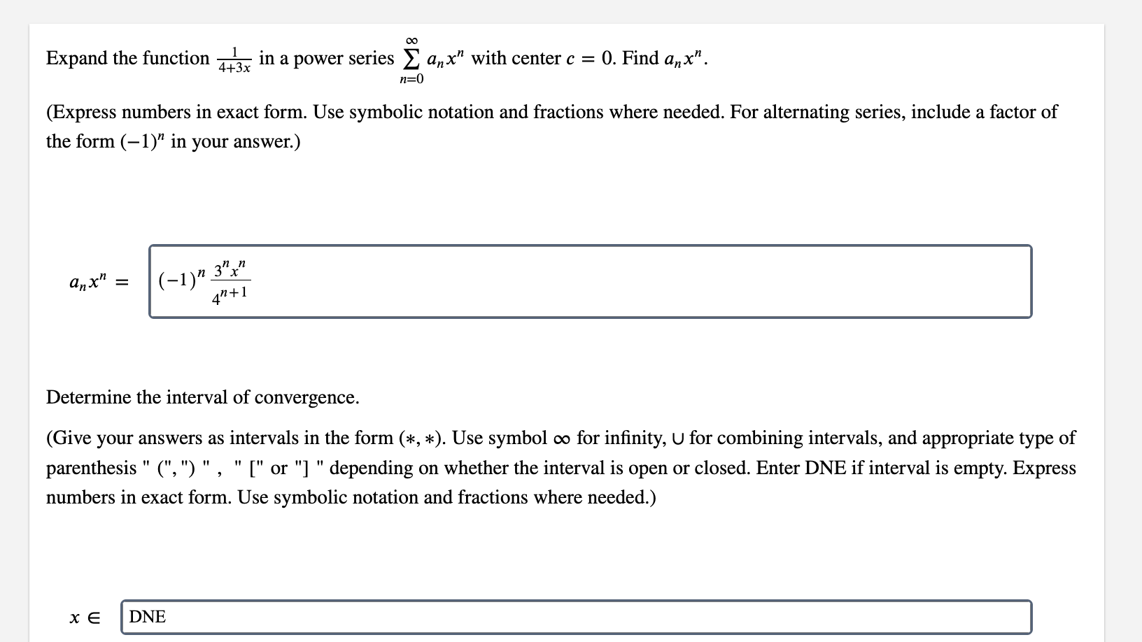 Solved ∞ Expand the function in a power series anx" with | Chegg.com