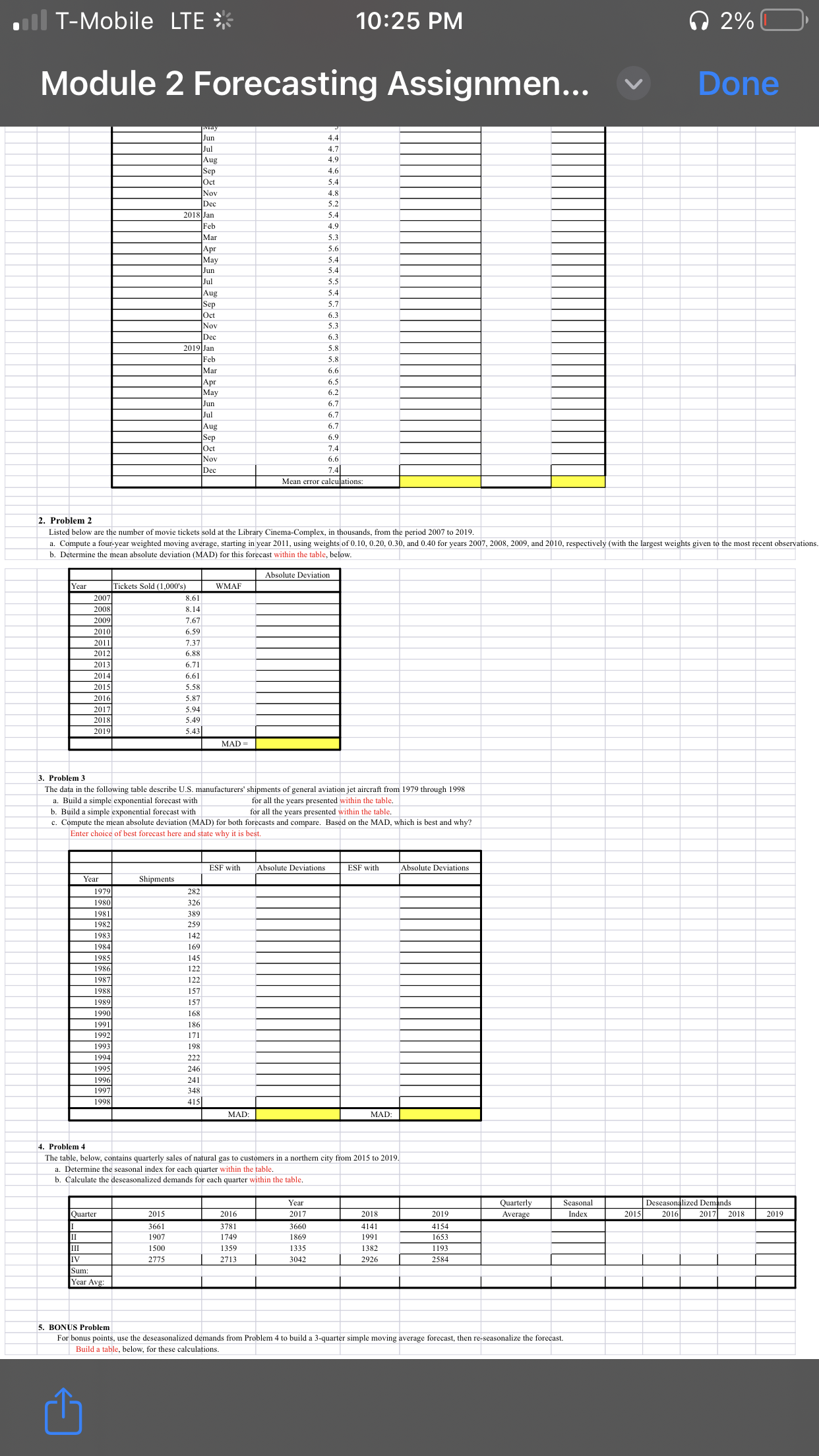 Solved Module 2 Forecasting Assignmen... Student Name: | Chegg.com