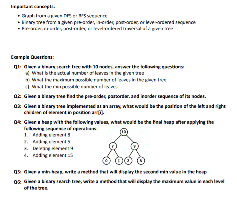 Solved Important Concepts Graph From A Given Dfs Or Bfs 6394