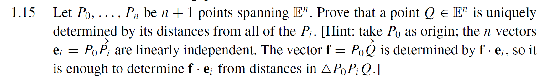 Solved 1.15 ﻿Let P0,dots,Pn ﻿be n+1 ﻿points spanning En. | Chegg.com