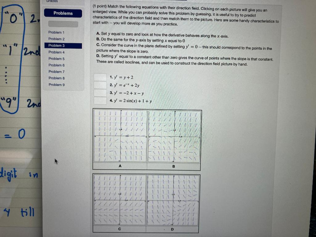 Solved (1 point) Match the following equations with their | Chegg.com