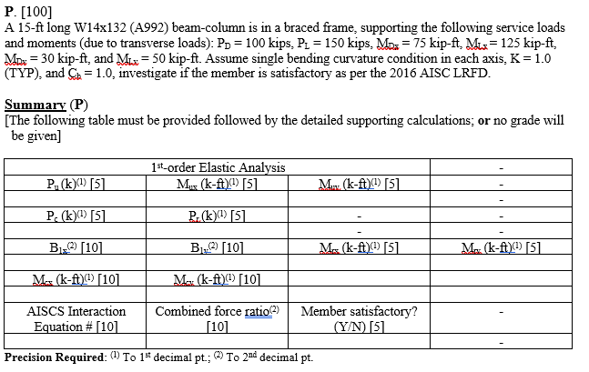 Solved Solve Problem With Supporting Calculations And Fill 