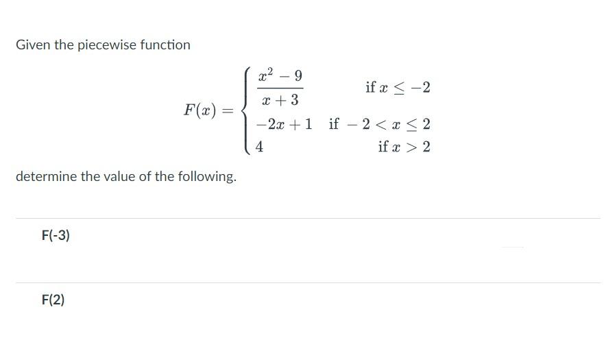 Solved Given the piecewise function x2 - 9 - if x