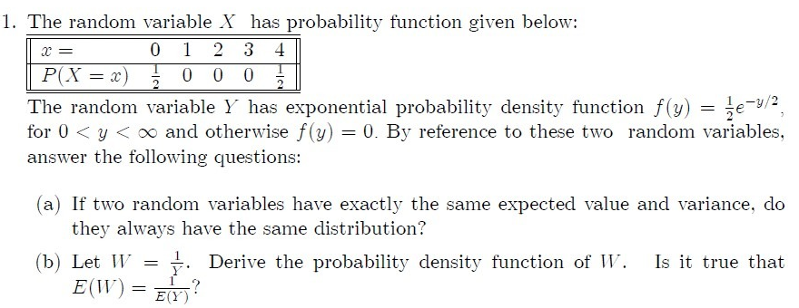 Solved The random variable X has probability function given | Chegg.com