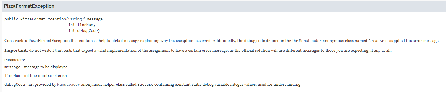 Solved public class PizzaFormatException extends Exception 2 | Chegg.com