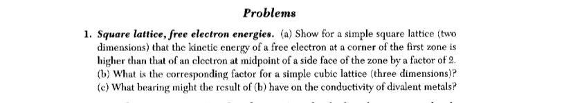 Solved 1 Square Lattice Free Electron Energies A Show