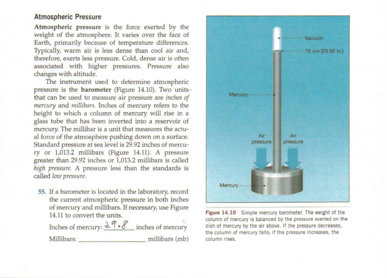 Solved Atmospheric Pressure Atmospheric pressure is the | Chegg.com