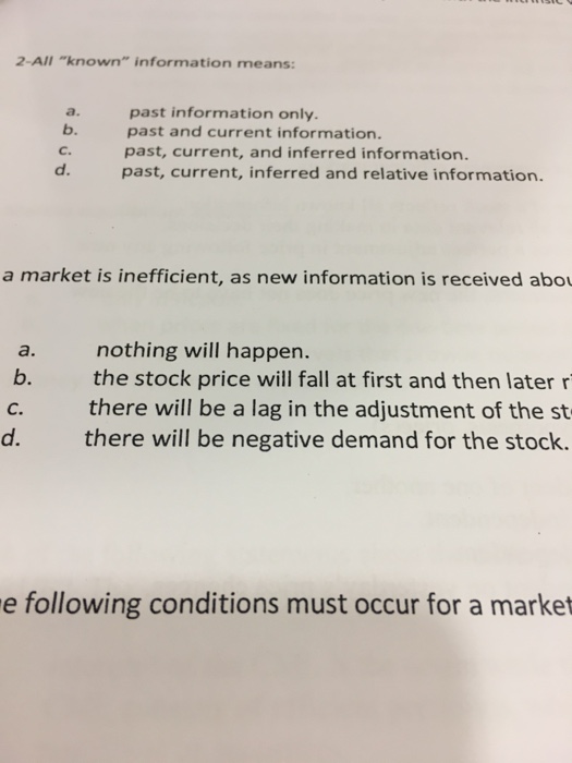 Solved 2-All "known" information means b. c. d. past | Chegg.com