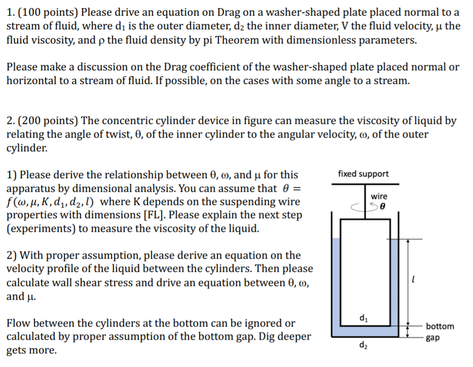 Solved 1. (100 points) Please drive an equation on Drag on a | Chegg.com