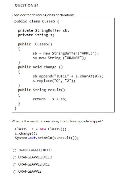 Solved QUESTION 24 Consider the following class declaration: | Chegg.com